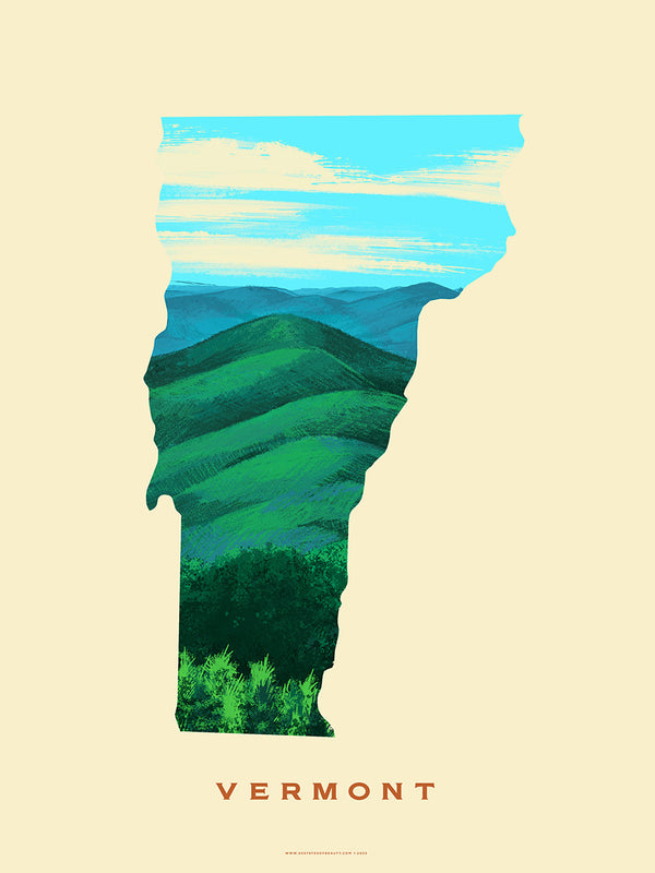 Vermont Green Mountains Print - 50 States of Beauty